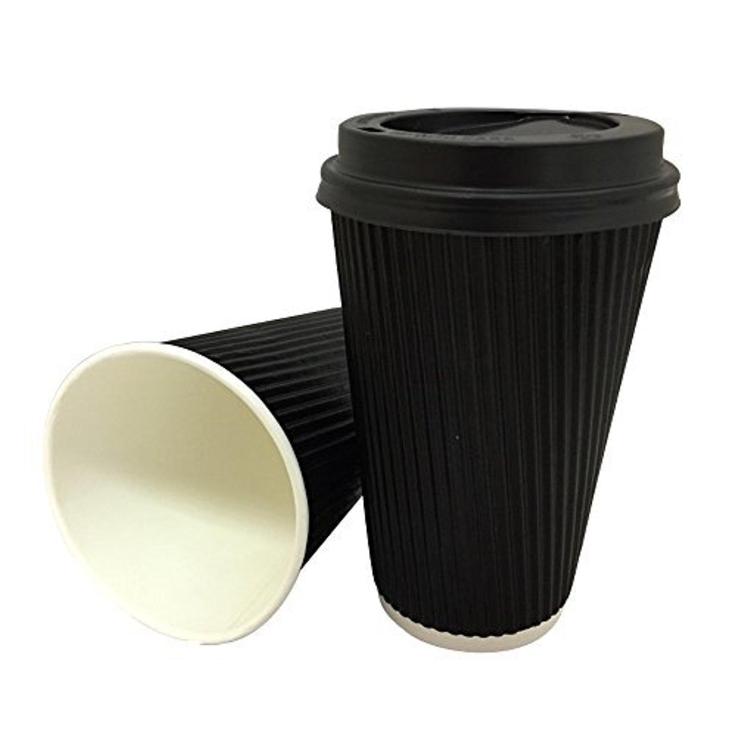 ขายส่ง แก้วกระดาษ Black ripple wall paper cup 16oz - ขายส่ง แก้วกระดาษ ...